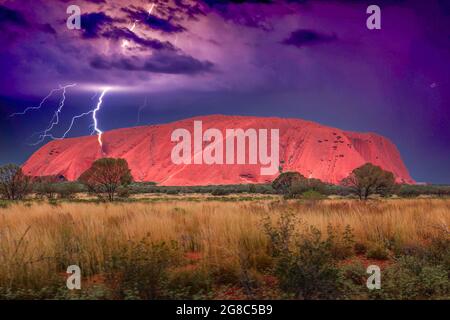Thunderstorm above Ayers Rock, Uluru National Park, Northern Territory ...
