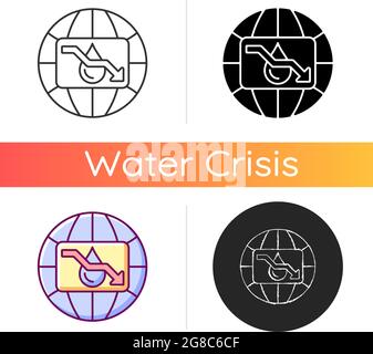 Water scarcity color glyph icon. Ecological disaster. Isolated vector ...