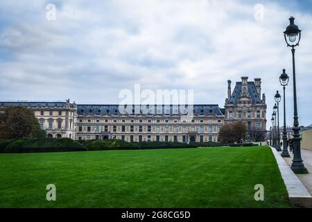 The Pavillon de Flore at the Louvre Palace in Paris is seen behind the ...