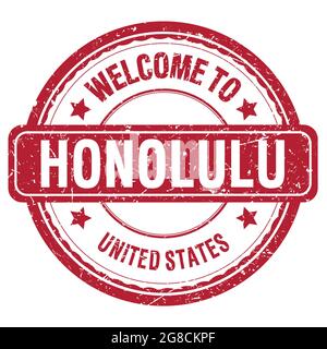 WELCOME TO HONOLULU - UNITED STATES, words written on blue rectangle ...