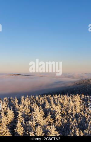 Winter landscape near Velka Destna, Orlicke mountains, Eastern Bohemia ...