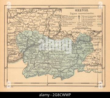 ORENSE. Ourense. Galicia. Mapa antiguo de la provincia. ALBERTO MARTIN ...