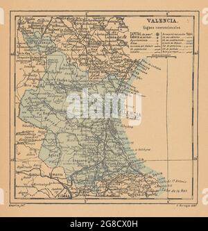 VALENCIA. València. Comunidad Valenciana. Mapa antiguo provincia ...