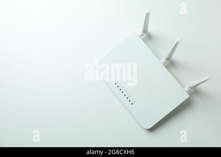 White Wi-Fi router with external antennas Stock Photo - Alamy