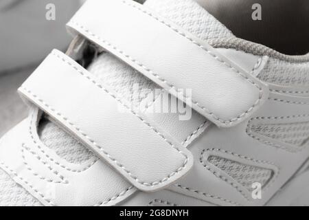 A close-up photo of the Velcro fastener of sneakers. Macro photo of ...
