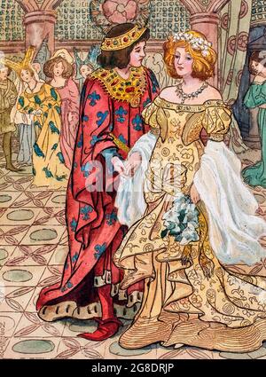 Cinderella - illustration from the fairy tale of a Royal footman ...