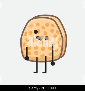 Vector Illustration of Soybean Tempeh Character with cute face and ...