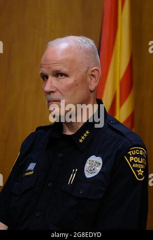 Tucson, Arizona, USA. 19th July, 2021. Tucson Police Chief Chris Magnus ...
