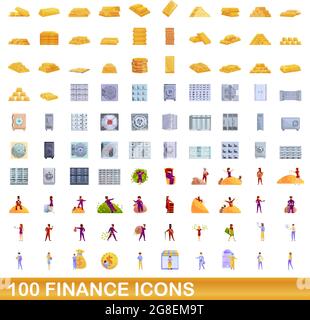 100 finance icons set. Cartoon illustration of 100 finance icons vector ...