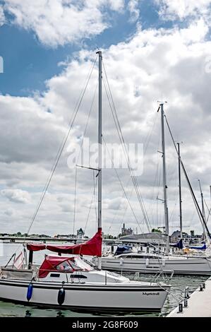 Sailingboats in the harbour of Kappeln; Segelboote im Hafen von Kappeln ...