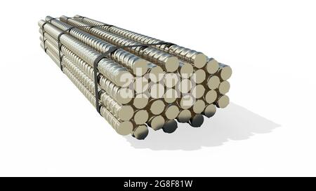 big rebar pack, isolated digital industrial 3D rendering Stock Photo ...