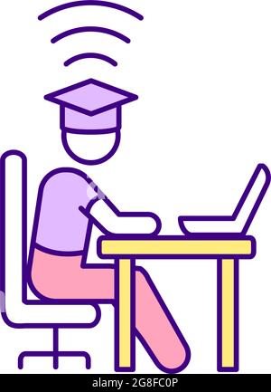 Remote learning RGB color icon Stock Vector Image & Art - Alamy