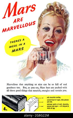 1948 British advertisement for Mars Bar Stock Photo - Alamy