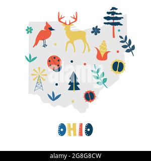 Cleveland on Ohio State Map. Detailed OH State Map with Location Pin on ...