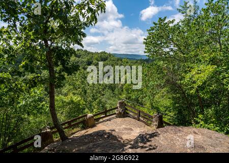Stone overlook with fencing on the Overlook trail in the Fairfield ...