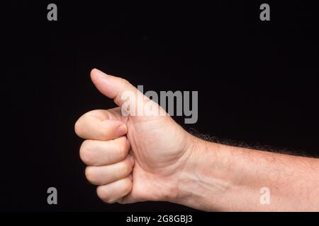 Signs and signals made with the fingers of the hand of an adult male ...
