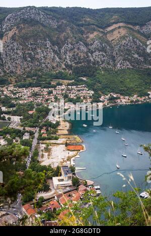 Unrealistically beautiful view of the Bay of Kotor on a beautiful ...