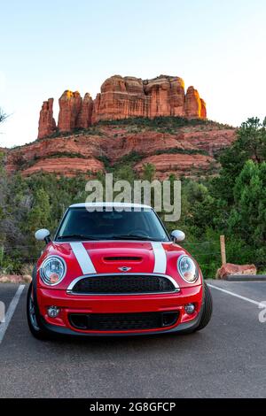 2019 red Mini Cooper S on a cold,bright, winter morning Stock Photo - Alamy