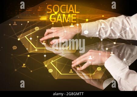 Navigating social networking with social icons Stock Photo - Alamy