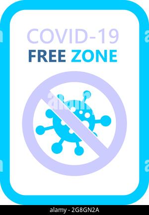 Covid free zone sign. COVID 19 FREE ZONE text label on red checkered ...