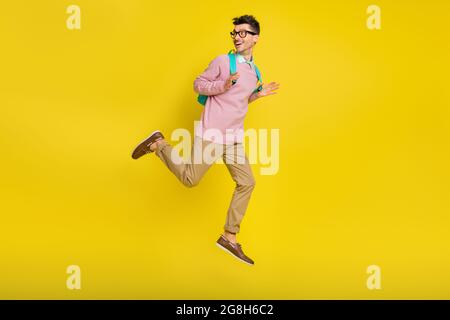 Profile side photo of young excited girl happy positive smile sunglass ...