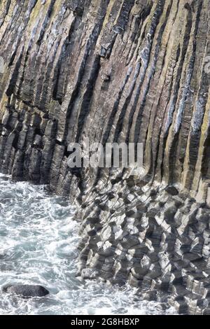 basalt columns on the cliffs of the village of Arnastapi Stock Photo ...