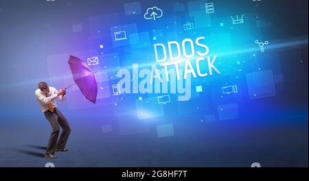 defending with umbrella from cyber attack Stock Photo - Alamy