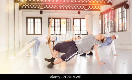 Teenage dancers having break dance training at studio Stock Photo - Alamy