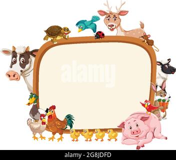 Empty banner with various farm animals illustration Stock Vector Image ...