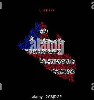 Liberia country black outline and colored country silhouettes in three ...