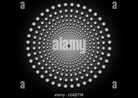 Silver 3d circles on a black background. Isolated vector 3c objects ...