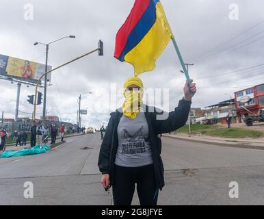 Bogota, Colombia. 20th July, 2021. An agent of the mobile anti-riot ...