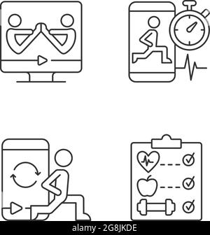 Fitness programs line icons collection. Strength, Cardio, Flexibility ...