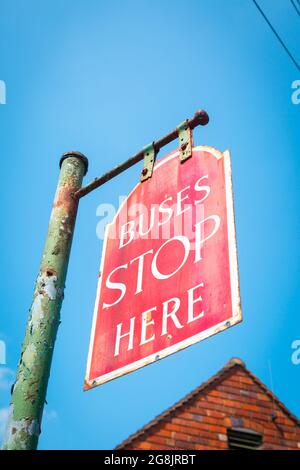 Vintage bus stop sign Stock Photo - Alamy