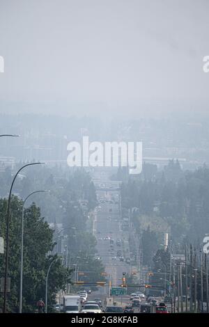 Smog covered skyline in downtown Montreal. Quebec,Canada Stock Photo ...