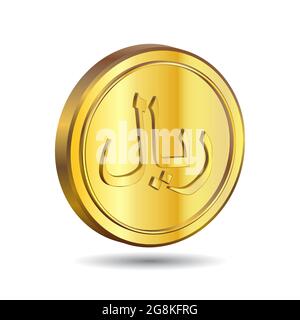 Gold Saudi Arabia Riyal coin isolated icon, logo Stock Vector Image ...