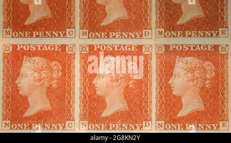 Postage stamp Queen Victoria One Penny red Stock Photo - Alamy