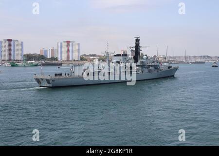 HMS Portland, Royal Navy Type 23 frigate - aerial shot at sea Stock Photo - Alamy