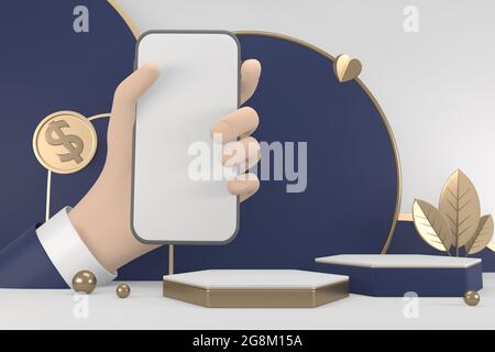 Dark blue adstract , podium for cosmetic product. 3d rendering Stock ...