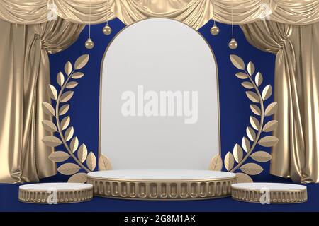 Victory blue adstract , podium for cosmetic product. 3d rendering Stock ...