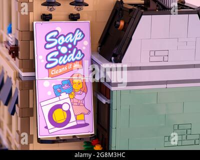 Tambov, Russian Federation - July 02, 2021 Lego driver minifigure near ...