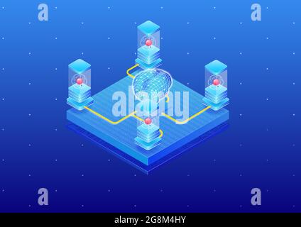 Quantum computing concept. Next generation super computer connected to ...