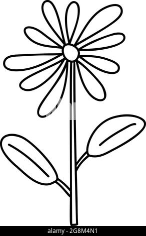 Monoline vector stylized spring flower. Scandinavian style illustration ...