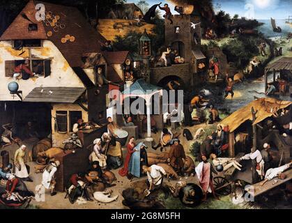 Dutch Proverbs (Netherlandish Proverbs) (1559) painting by Pieter ...