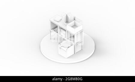 3D rendering of a small cabinet closet storage unit on a podium ...