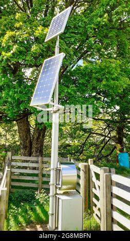 A solar powered defibrilator at Cockley Beck, Lake District, UK Stock ...