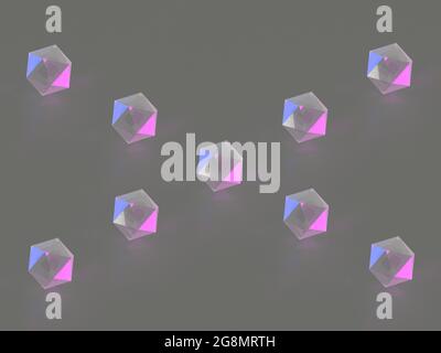 3D rendering of floating crystals in geometric shapes Stock Photo - Alamy