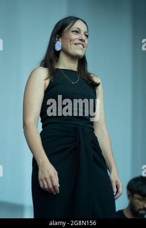 Madrid, Spain. 21st July, 2021. Singer Jorge Drexler plays a guitar ...
