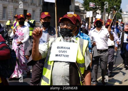 Gurkha veterans gather to protest in Westminsters for pension parity ...