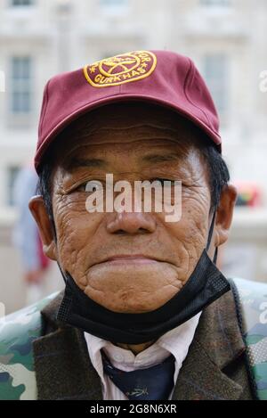 Gurkha veterans gather to protest in Westminsters for pension parity ...